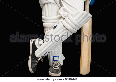 Cricket batsman standing at crease Stock Photo: 52183422 - Alamy