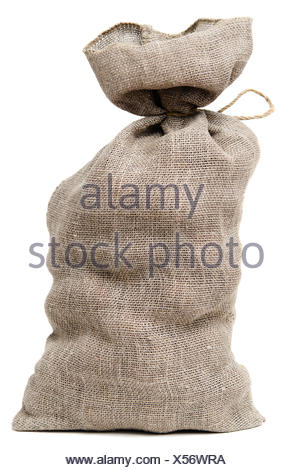 Closeup of sack tied up with rope Stock Photo - Alamy