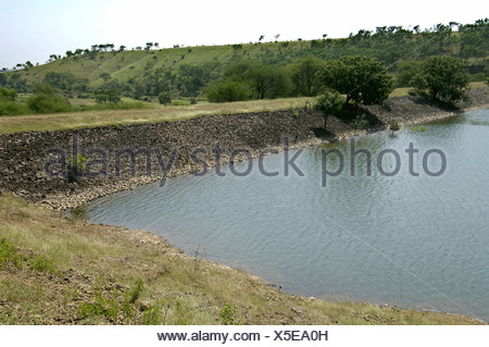 Percolation tank at Ralegan Siddhi near Pune ; Maharashtra ; India ...