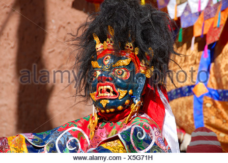 Tibetan Buddhism, blue demon in flames, Vighnanthaka, Vighnari Stock ...