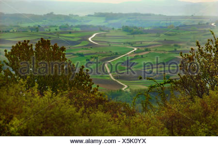 Landscape view of rural Serbian countryside with farms and towns Stock ...