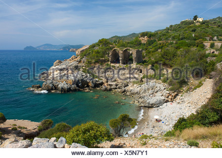 Ruins and beach of Iotape, Turkish Riviera, Turkey Stock Photo ...