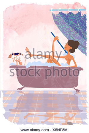 WOMAN TAKING A BATH DRAW Stock Photo: 53862903 - Alamy