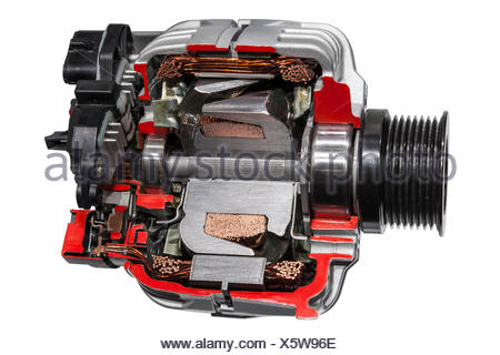 Automotive alternator cross section isolated on white background Stock ...