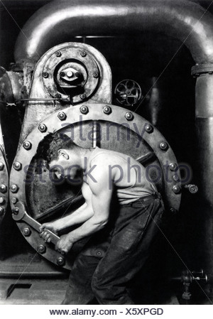 Powerhouse mechanic by Lewis Hine Power house mechanic working on Stock ...