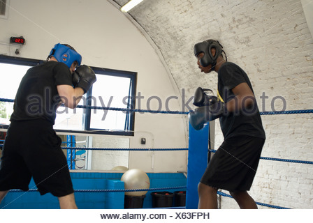 a young boy sparring boxing boxer lesson training uk Stock Photo ...