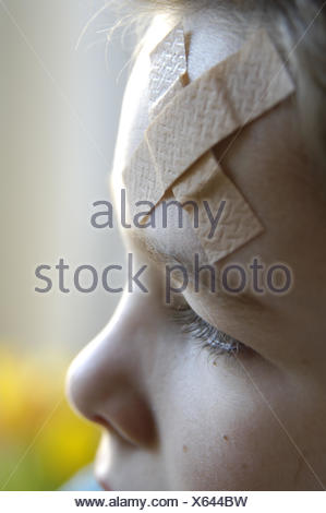 Boy, forehead, plaster, close up, person, child, injury, sore supply ...