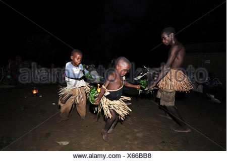 Pygmies of the Bakola people celebrating with song and dance, at Stock ...