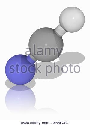 Hydrogen cyanide (HCN, Prussic acid) poison molecule, chemical Stock ...