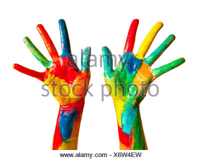 Colourful painted hands - creativity / artist / artistic / ideas Stock ...