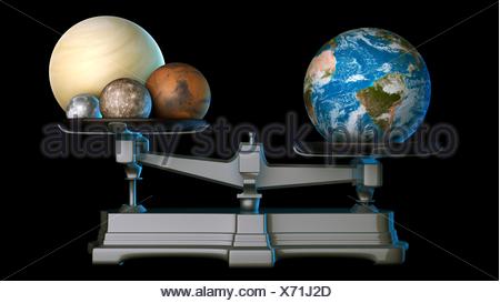 Earth's mass. Illustration of the terrestrial or rocky planets of the ...