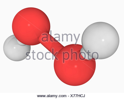Hydrogen peroxide. Molecular model of the oxidizing agent hydrogen ...