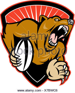 ball bear illustration player grizzly cartoon rugby ball animal bear ...