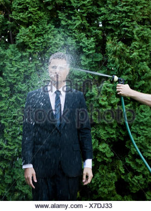 man getting sprayed in the head with a hose Stock Photo: 81837064 - Alamy