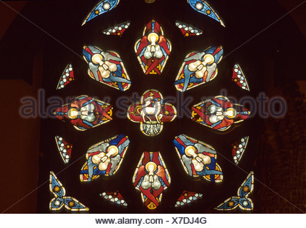 Inverness, St. Andrews Cathedral, Victorian stained glass rose window ...