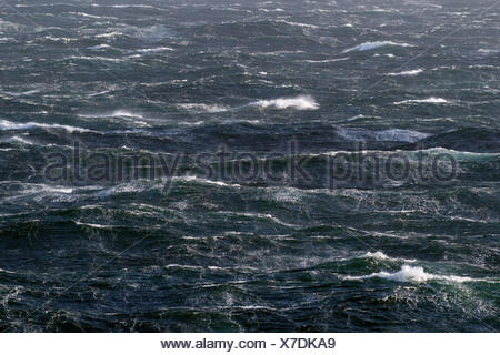 Moderately rough sea, waves with whitecaps, sea surface, North Stock ...