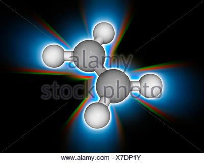 Ethene molecule. Atoms are represented as spheres and are Stock Photo ...