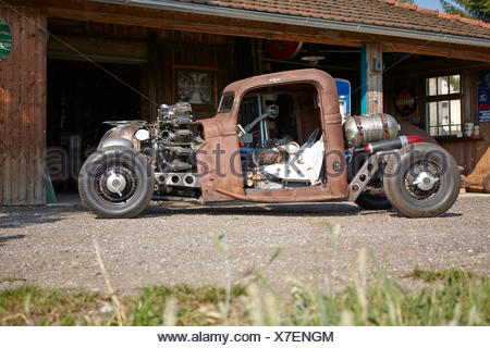 Hot-Rod, Rat-Rod, self-built with airplane radial engine Stock Photo ...