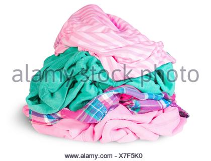 Heap Of Crumpled Clothes Isolated On White Background Stock Photo ...