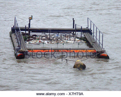 Passive Debris Collector, floating rubbish bin on the River Thames ...