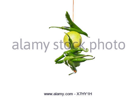 Indian Nimbu Mirchi charm isolated on white background Stock Photo - Alamy