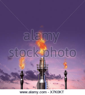 Flare Stack Burning Excess Gas From The Oil Fields In Long Beach ...