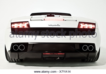 White Lamborghini convertible, tail lights Stock Photo - Alamy