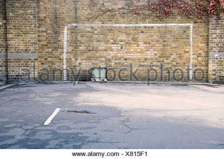 Football goal painted on wall Stock Photo - Alamy