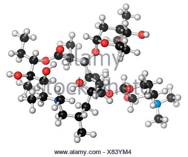 Azithromycin antibiotic drug (macrolide class) molecule Stylized Stock ...