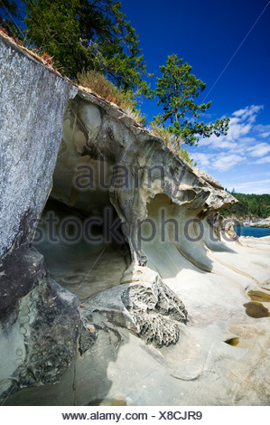 Sandstone Cave at Retreat Cove, Galiano Island, British Columbia Stock ...