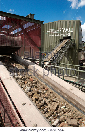 Conveyor belt moving rubble at Day Aggregates a construction Stock ...