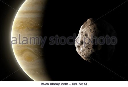 Amalthea is a moon of Jupiter, the third closest to the planet at Stock ...