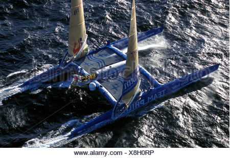 Early sea trials for Pete Goss's catamaran "Team Philips Stock Photo ...
