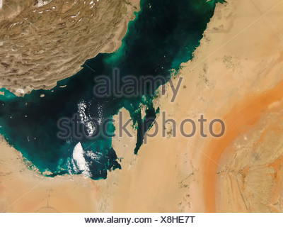 Satellite view of Qatar and Bahrain. This image was compiled from Stock ...