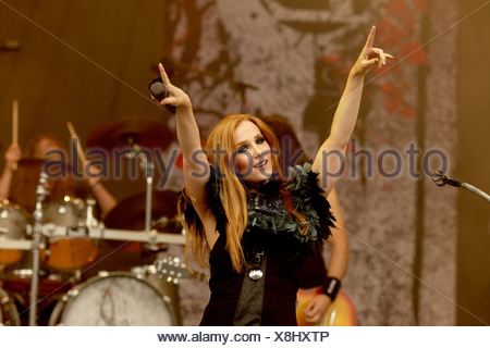 Dutch symphonic metal band Epica on stage at the 2016 Copenhell Metal ...