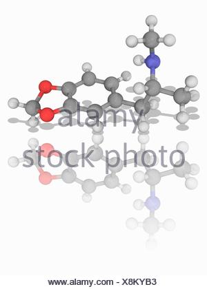 MDMA (ecstasy), molecular model. Ecstasy. Molecular model of the drug ...