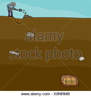 A cartoon man digging a hole with a shovel Stock Vector Art ...