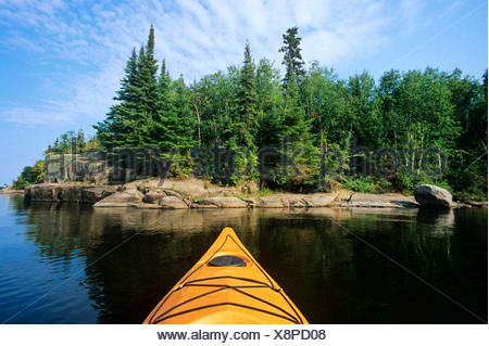 Kayak, Nutimik Lake, Whiteshell Provincial Park, Manitoba, Canada Stock ...