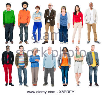 Full Length of Diverse Multiethnic People in a Row Stock Photo ...