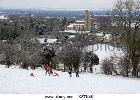 Snowfall in the Chiltern Hills, Buckinghamshire, England Stock Photo ...