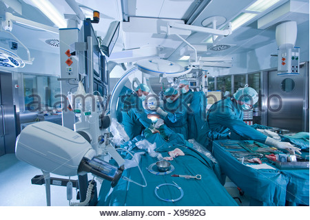 Cardiac surgery in a hybrid operating room, Deutsches Herzzentrum Stock ...