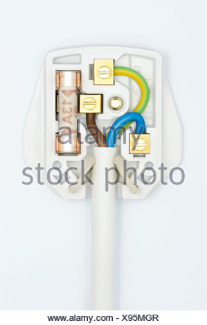 A plug showing the wiring inside Stock Photo: 28187855 - Alamy