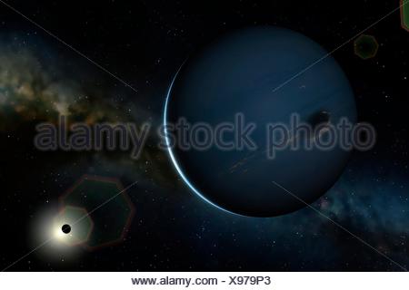 Neptune.Artwork of gas giant planet Neptune showing clouds Dark Stock ...