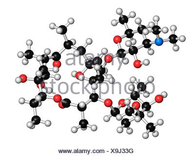Erythromycin antibiotic drug (macrolide class), chemical structure ...