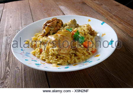 Chicken Machboos. Chicken and rice dish. Gulf states Stock Photo - Alamy