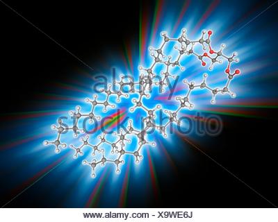 Saturated animal fat triglyceride molecule. These fat molecules are ...