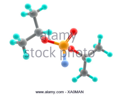 Sarin nerve agent molecule (chemical weapon). Atoms are represented ...