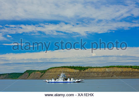 Ferry Crossing Arctic Red River (Mackenzie River) About 130 Kms south ...