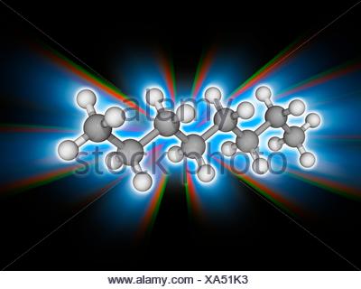 Octane. Molecular model of the hydrocarbon and alkane liquid octane ...