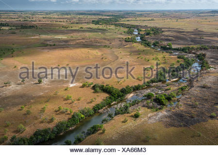 Aerial view of Rupununi river, Rupununi savanna, Guyana, South Stock ...